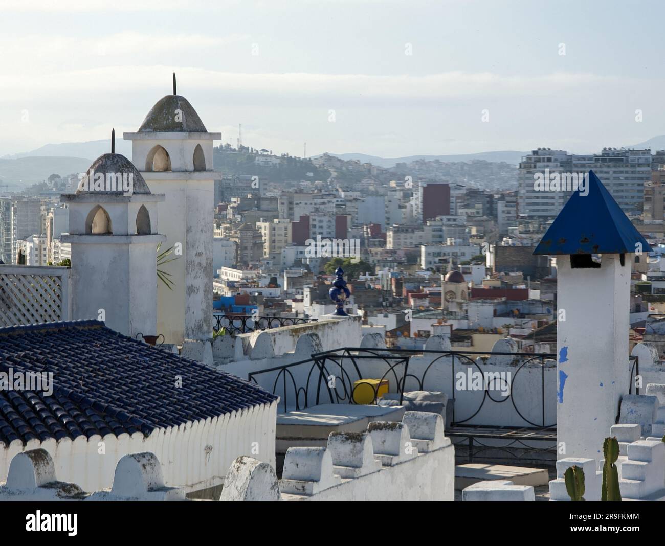 Scenic panoramic view over the rooftops of the medina of Tangier ...