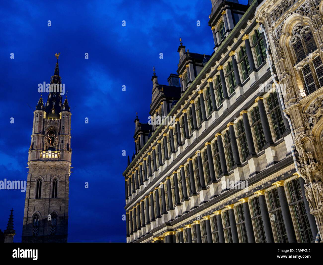 the city of Gent at night Stock Photo - Alamy