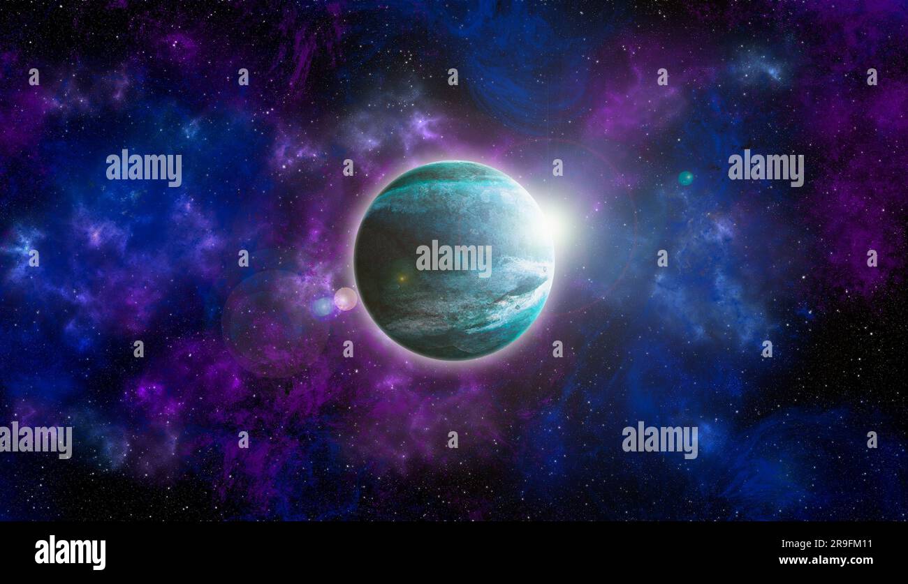 Unknown planet from outer space. Space nebula. Cosmic cluster of stars ...