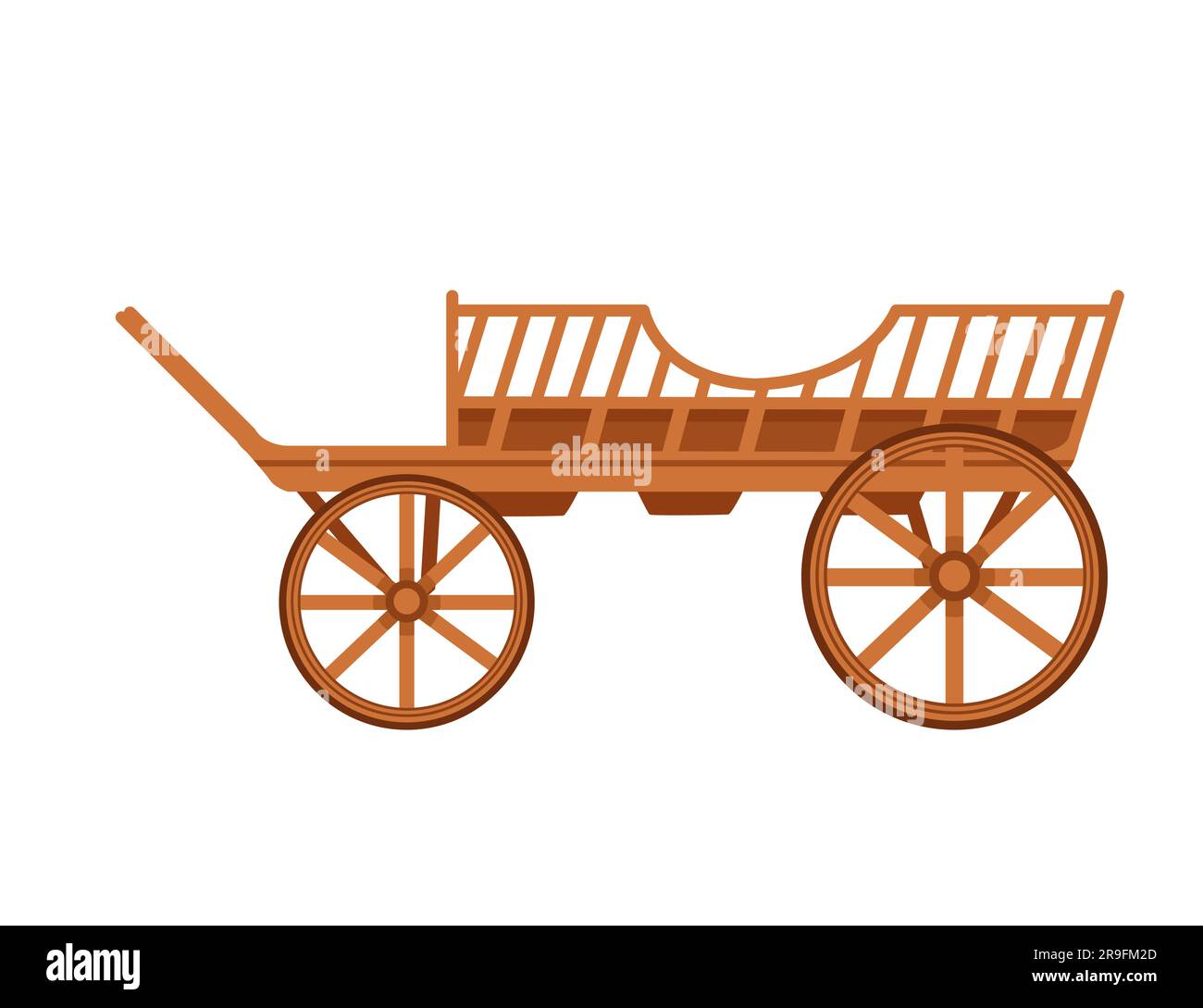 Retro wedding or royal wooden carriage on wheels brown color chariot ...