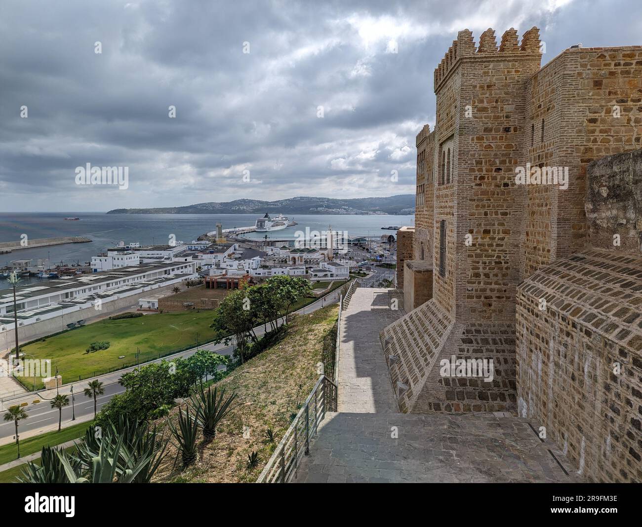 Scenic view from the York castle in Tangier at night, Morocco Stock ...