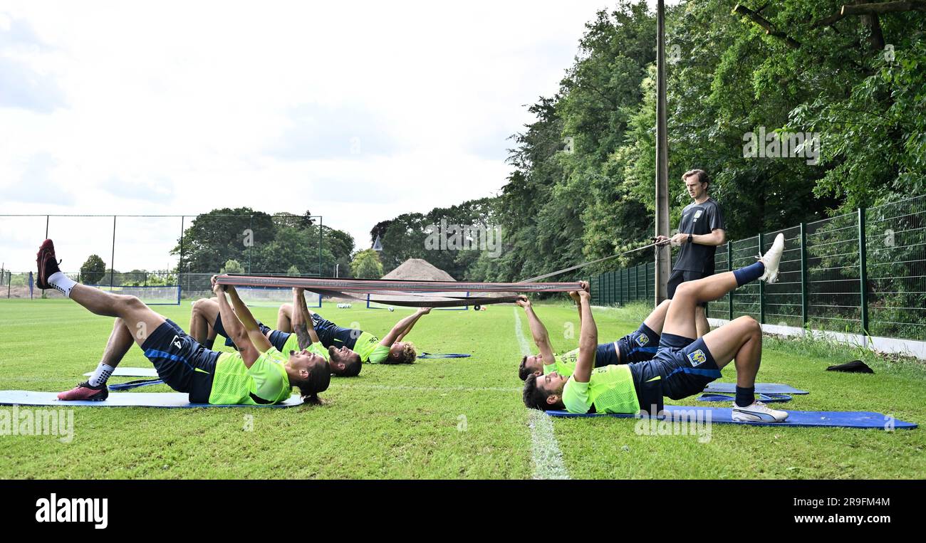 Westerlo, Belgium. 26th June, 2023. Westerlo's players pictured during ...