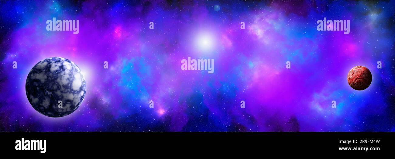 Unknown planet from outer space. Space nebula. Cosmic cluster of stars ...