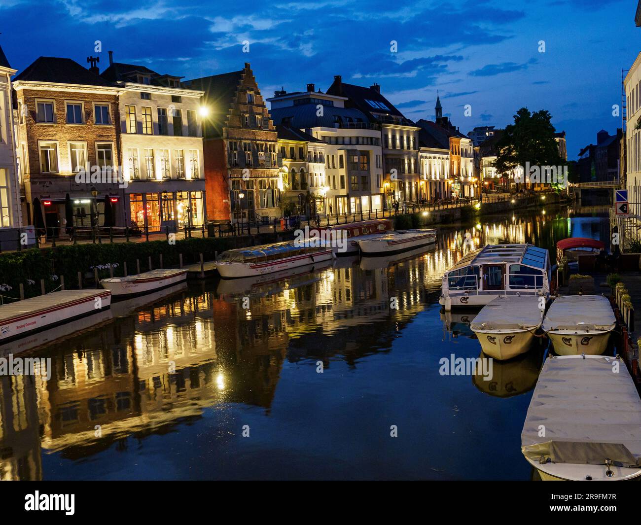 the city of Gent at night Stock Photo - Alamy