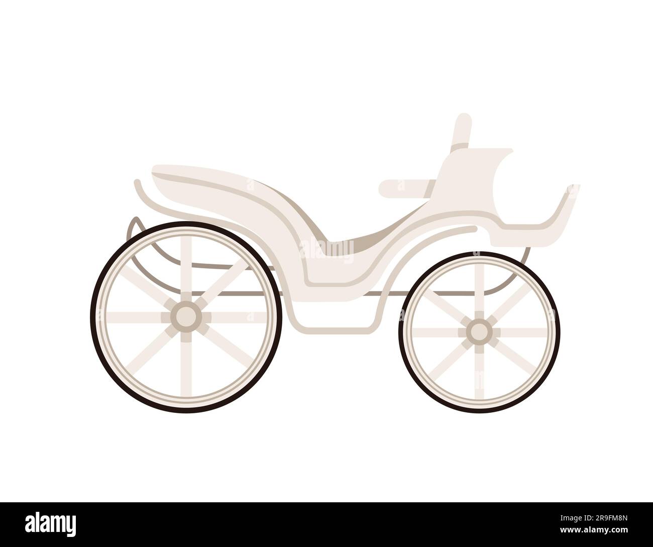Retro wedding or royal wooden carriage on wheels white color chariot ...
