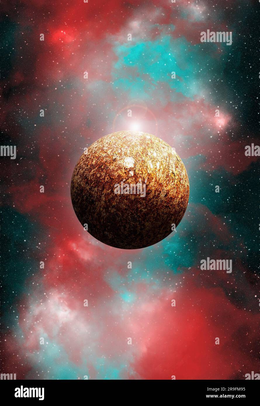 Unknown planet from outer space. Space nebula. Cosmic cluster of stars ...