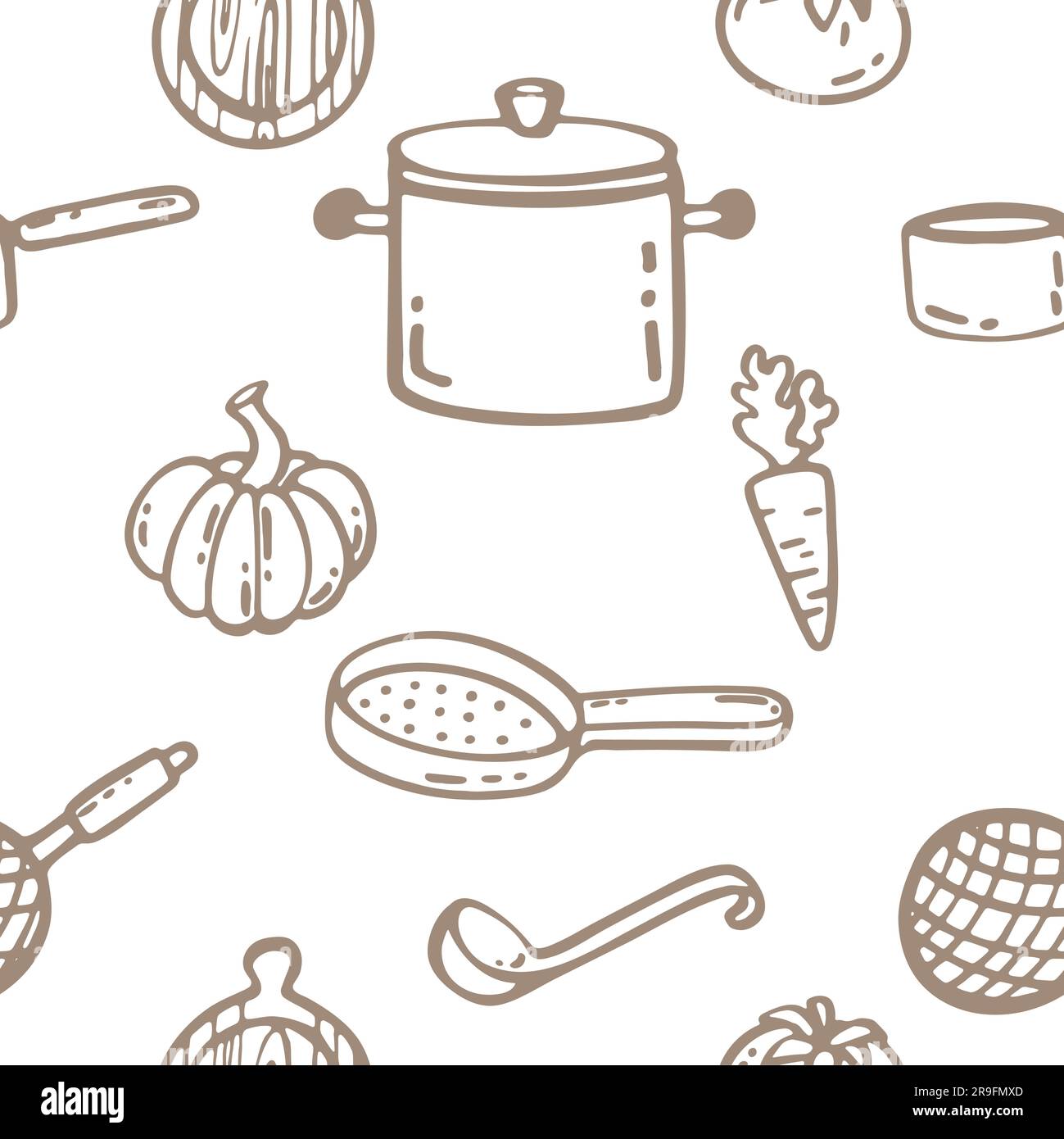Seamless pattern with cooking kitchen symbols doodle style vector ...