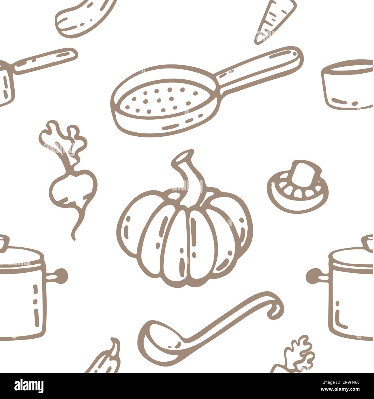 Seamless pattern with cooking kitchen symbols doodle style vector ...