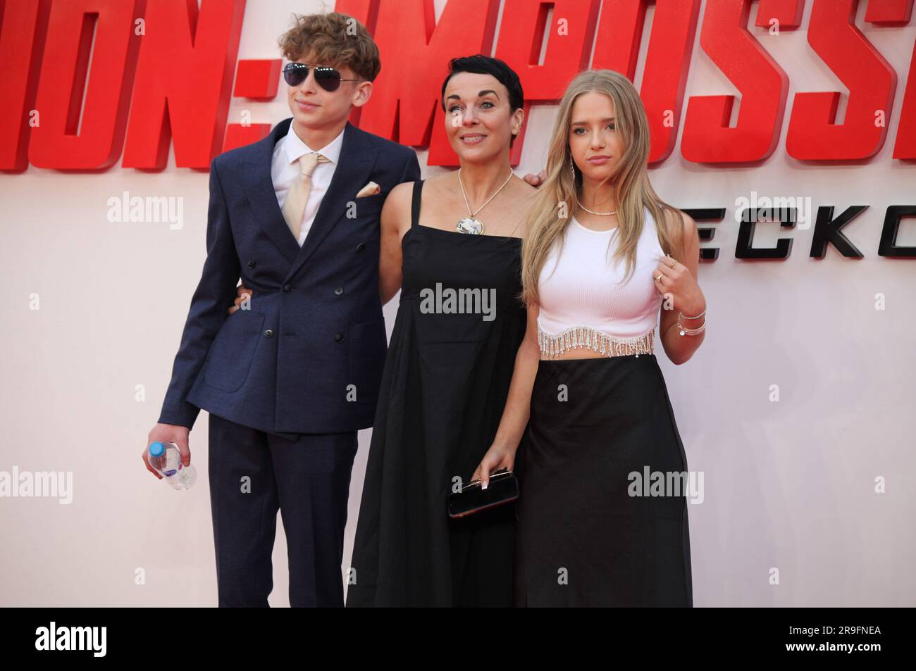 London, UK. Amanda Abbington (centre) with Joe Freeman and Grace ...