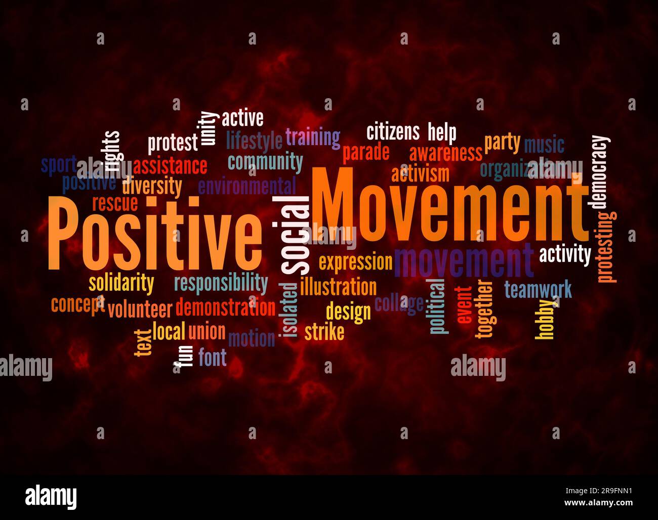 Word Cloud with POSITIVE MOVEMENT concept create with text only Stock ...