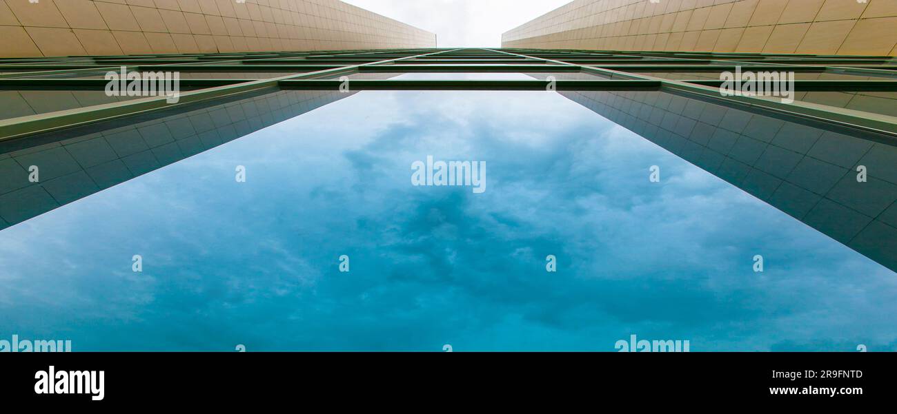 Banner, modern skyscrapers business office and residential buildings ...