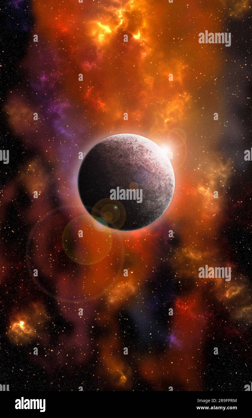 Unknown planet from outer space. Space nebula. Cosmic cluster of stars ...