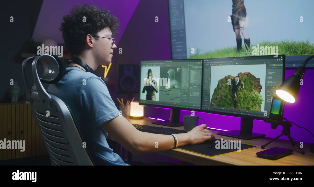 Young 3D designer draws video game character, creates animation ...