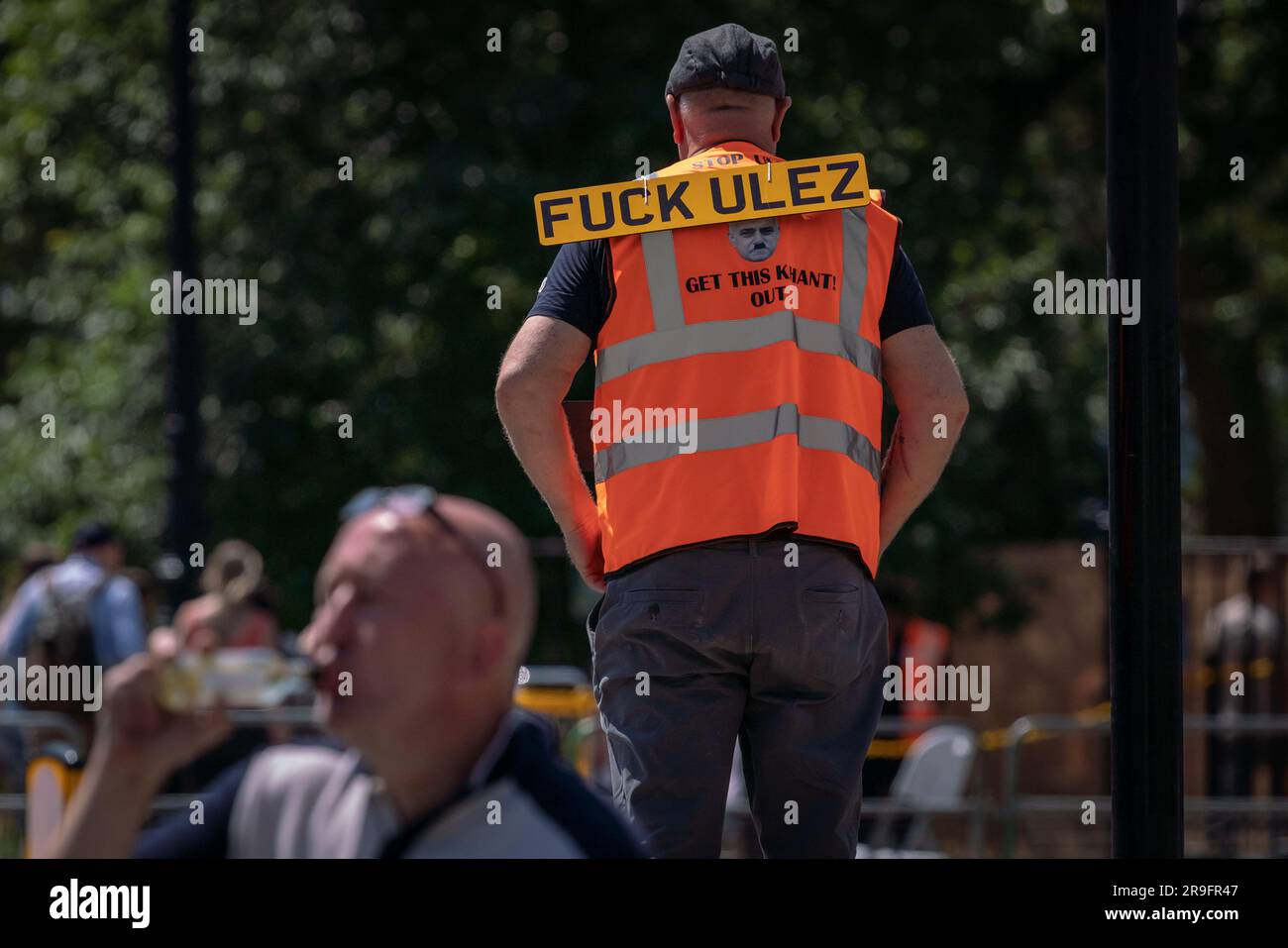 London, UK. 25th June 2023. No to Ulez. Protesters gather at Marble ...