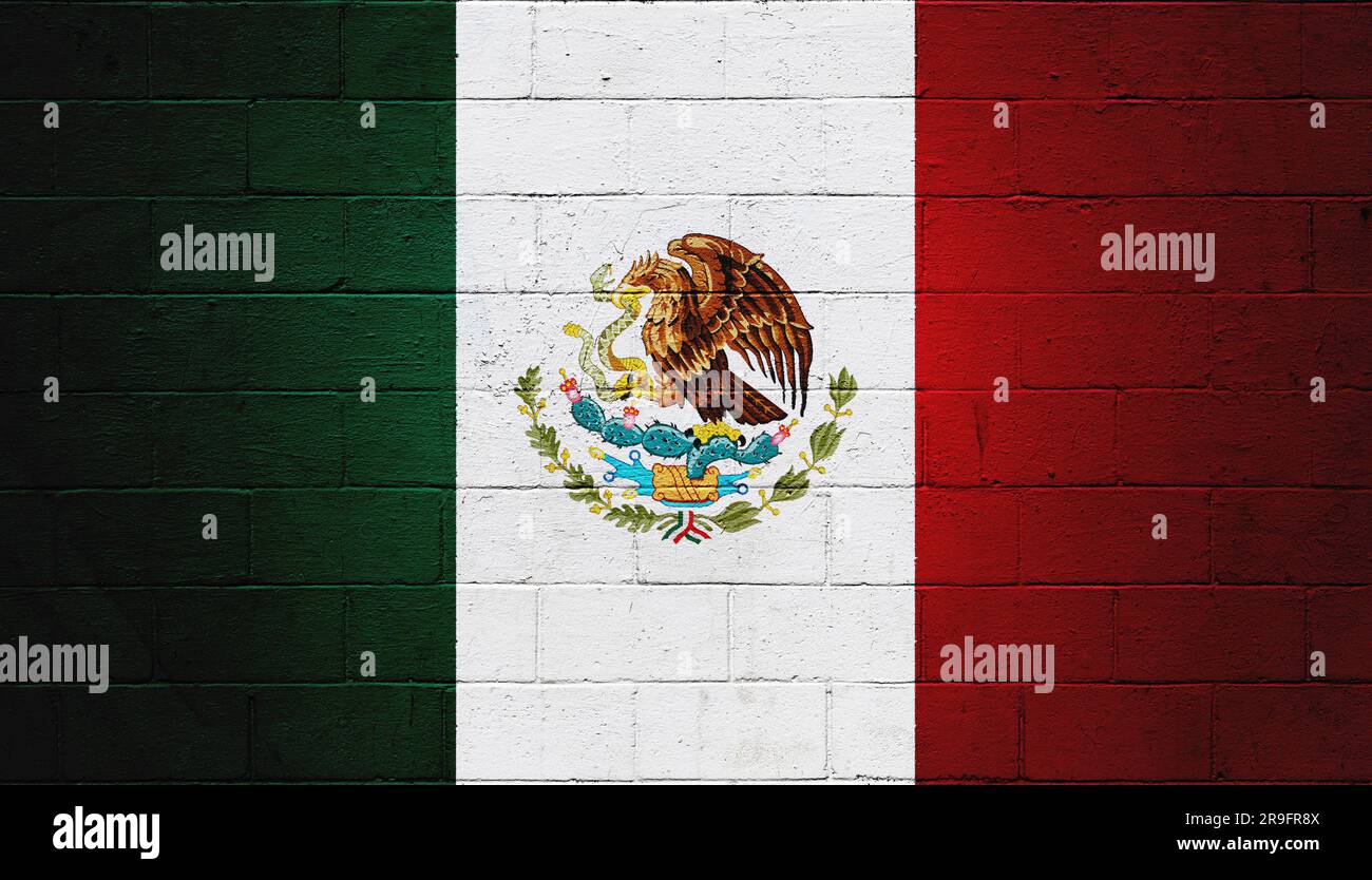 Flag of Mexico painted on a cinder block wall Stock Photo - Alamy