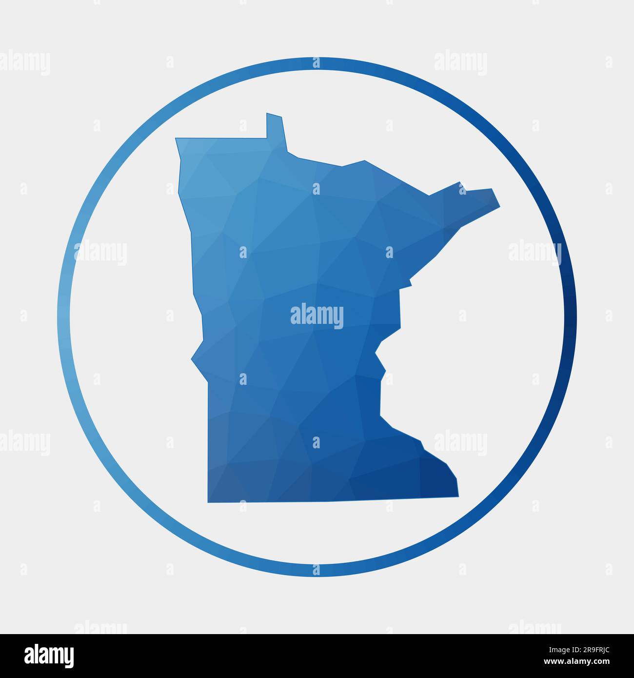 Minnesota icon. Polygonal map of the us state in gradient ring. Round ...
