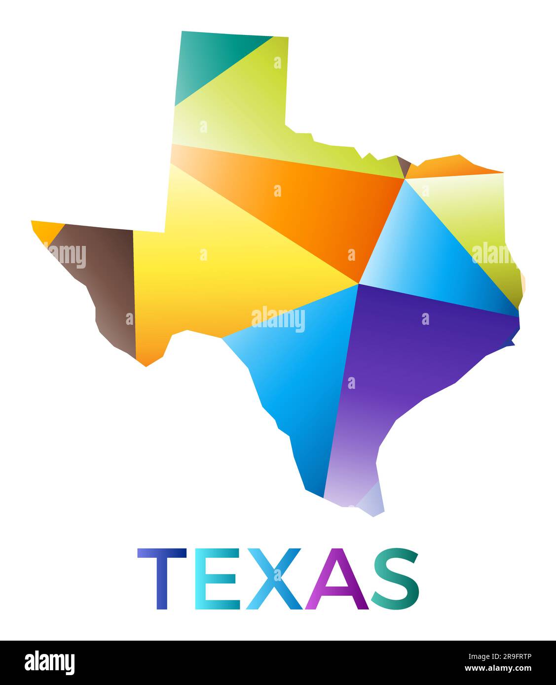 Bright colored Texas shape. Multicolor geometric style US state logo ...