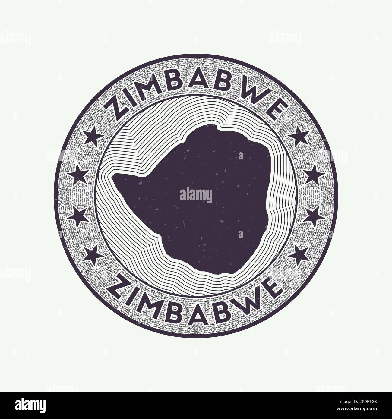 Zimbabwe round badge vector. Country round stamp with shape of Zimbabwe ...