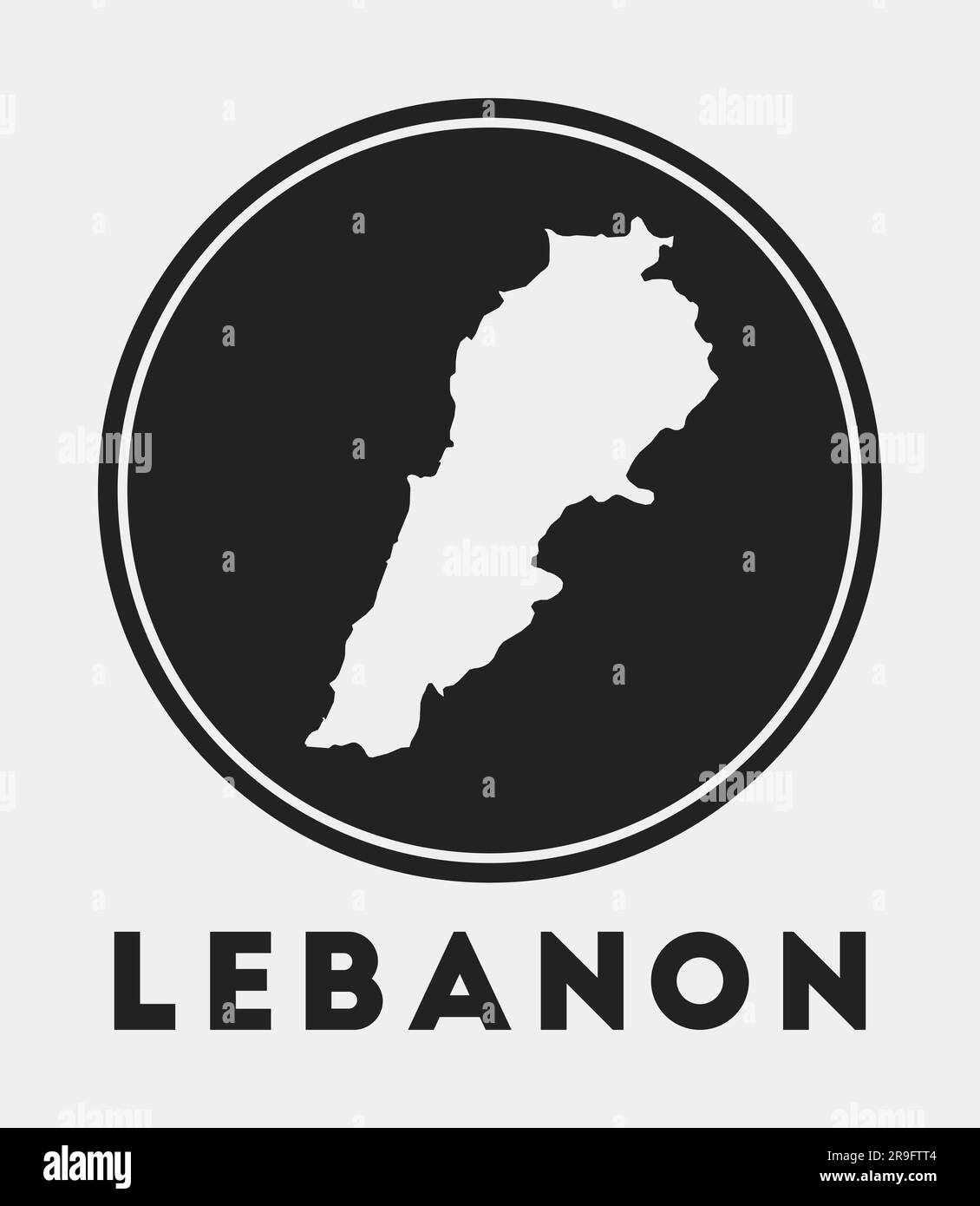 Lebanon icon. Round logo with country map and title. Stylish Lebanon ...