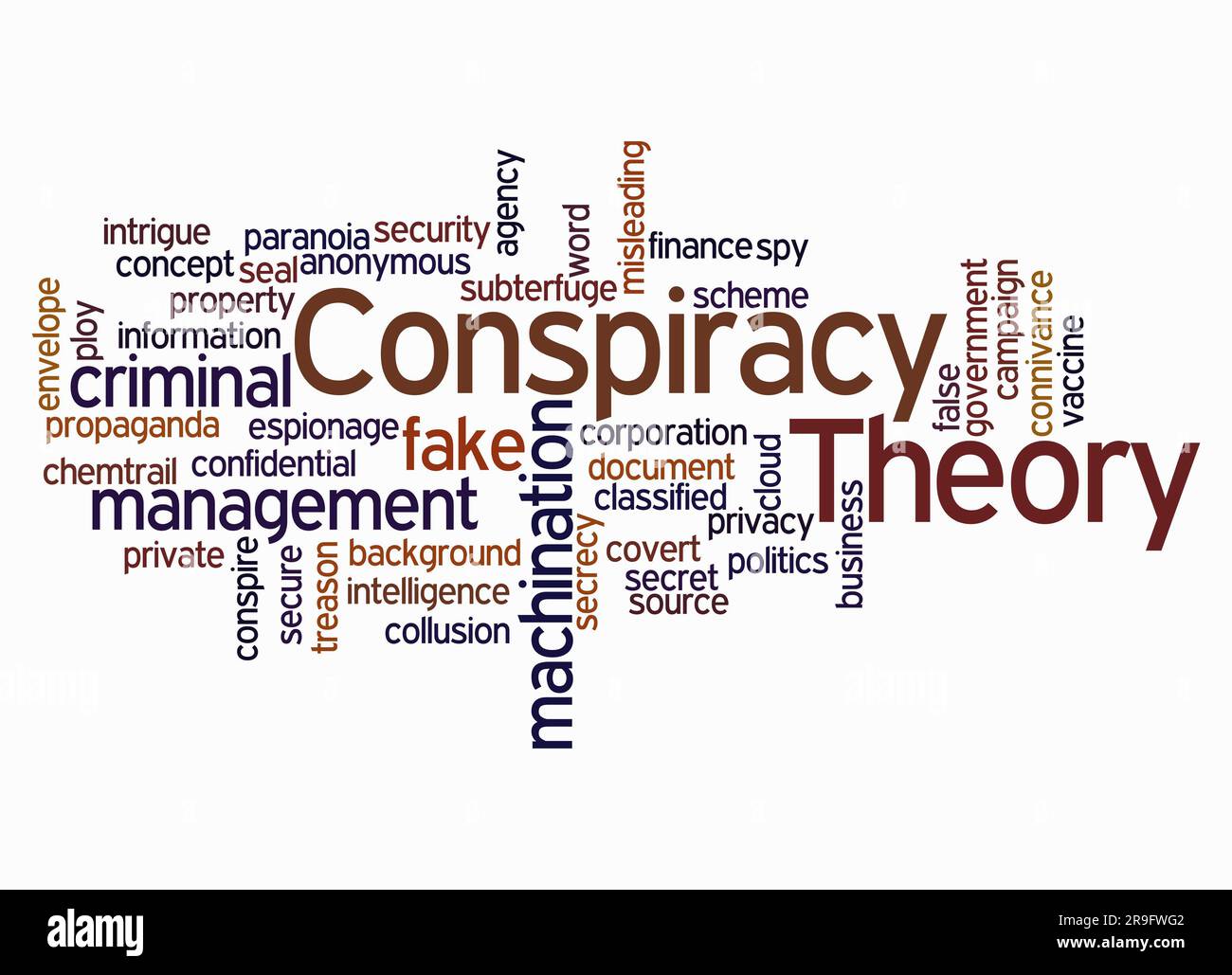 Word Cloud with CONSPIRACY THEORY concept create with text only Stock ...