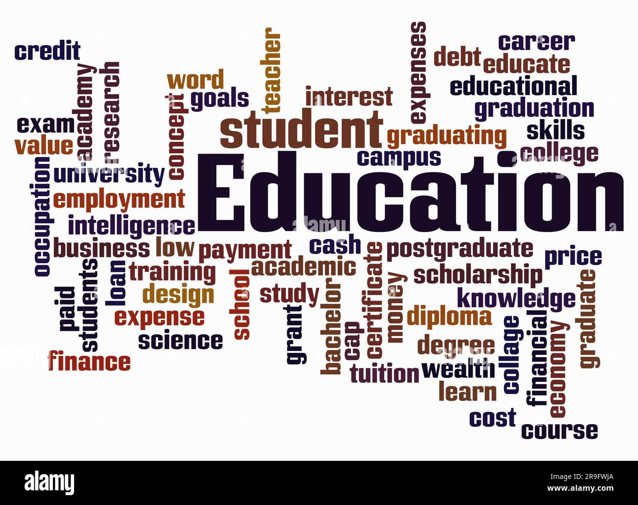 Word Cloud with EDUCATION concept create with text only Stock Photo - Alamy