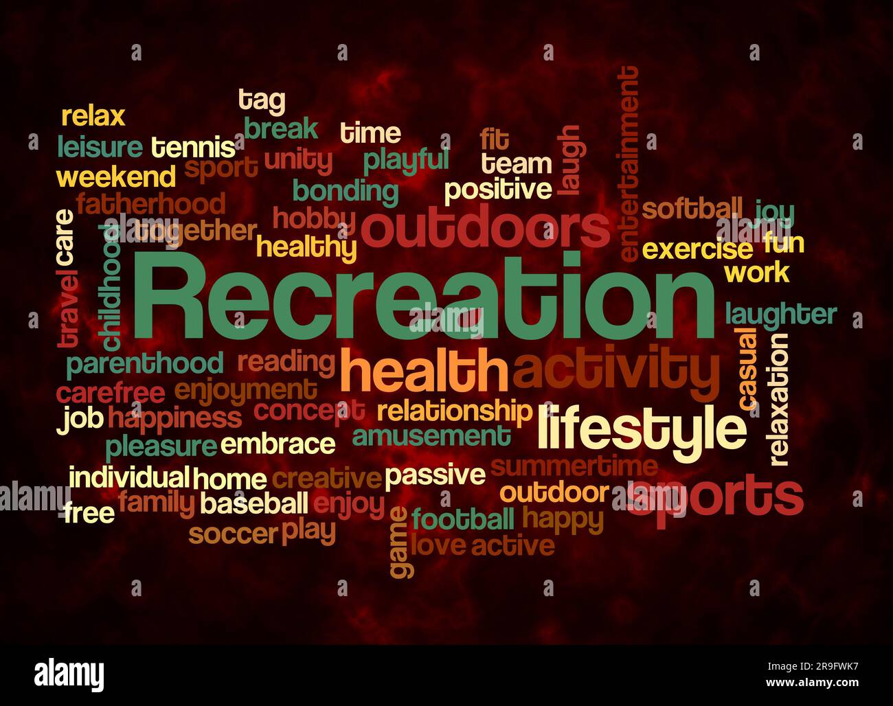 Word Cloud with RECREATION concept create with text only Stock Photo ...