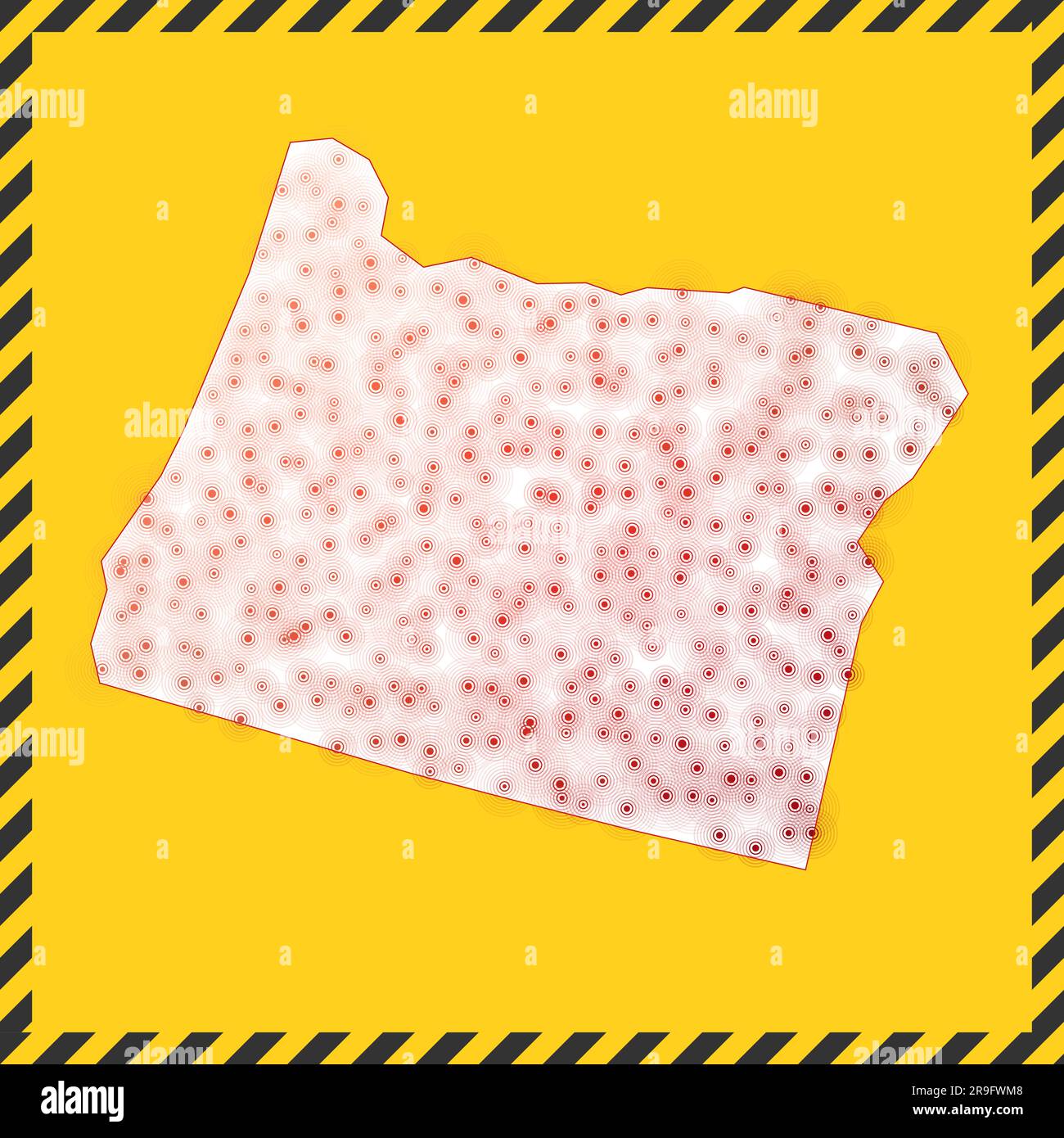 Oregon closed - virus danger sign. Lockdown US state icon. Black ...