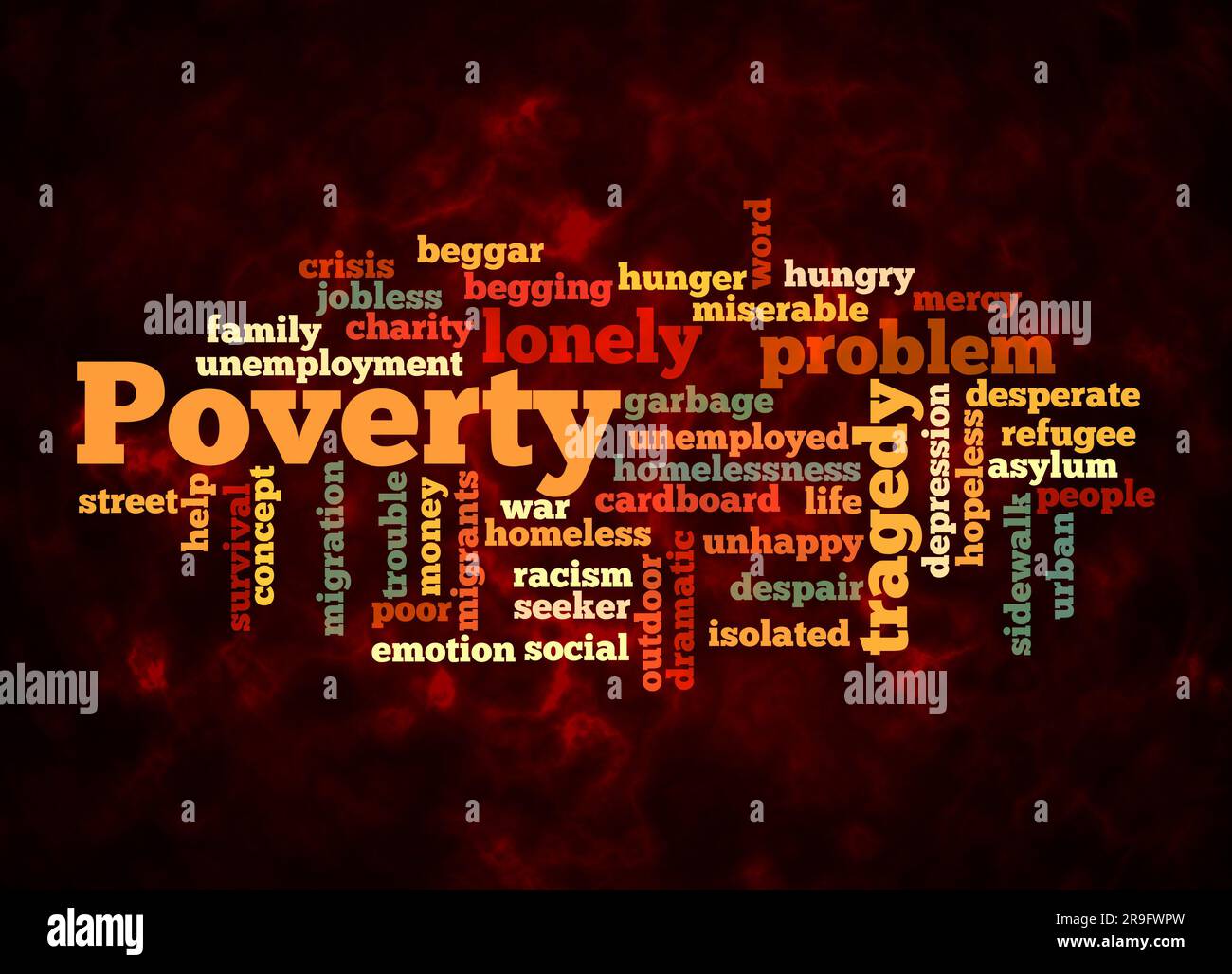 Word Cloud with POVERTY concept create with text only Stock Photo - Alamy