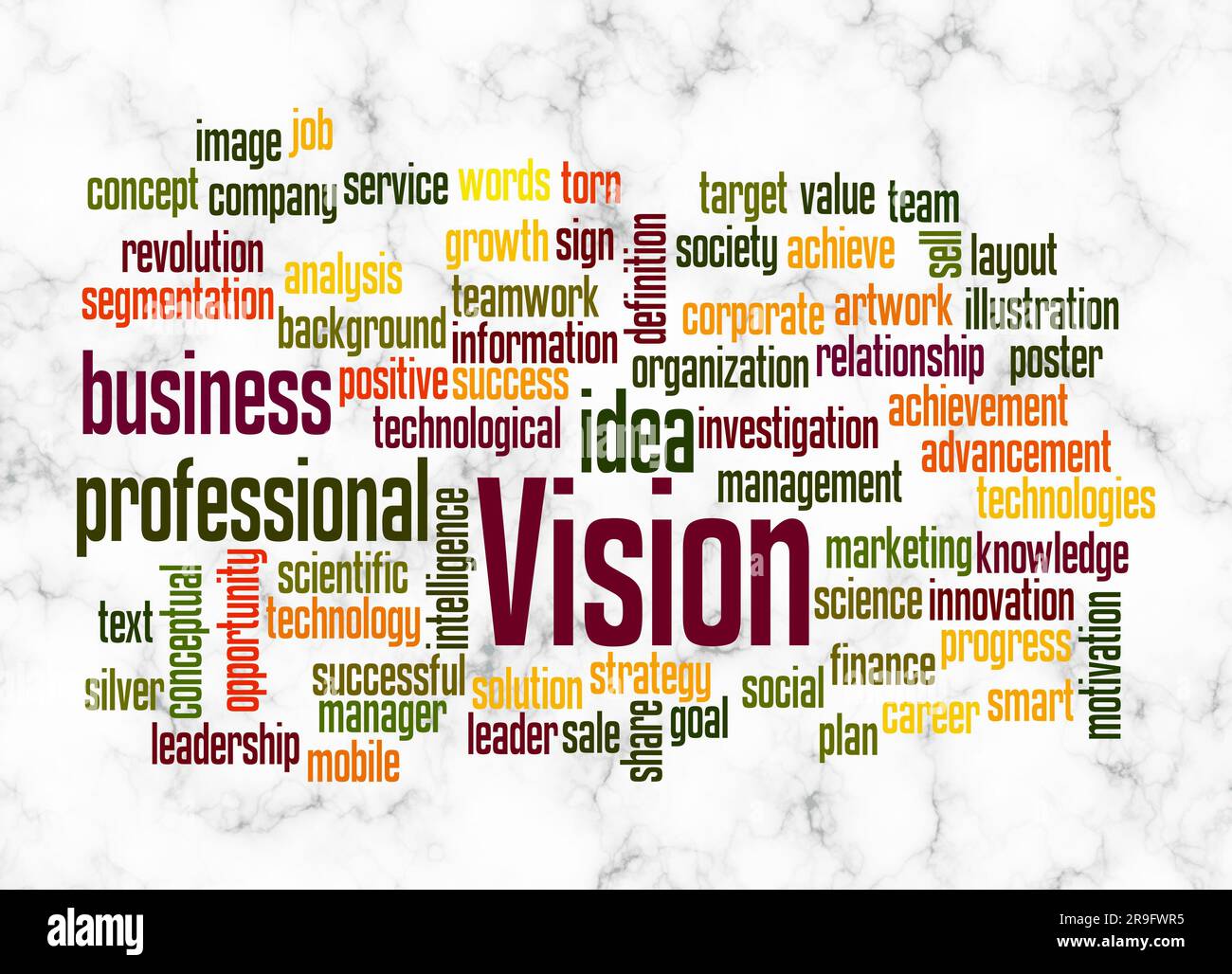 Word Cloud with VISION concept create with text only Stock Photo - Alamy