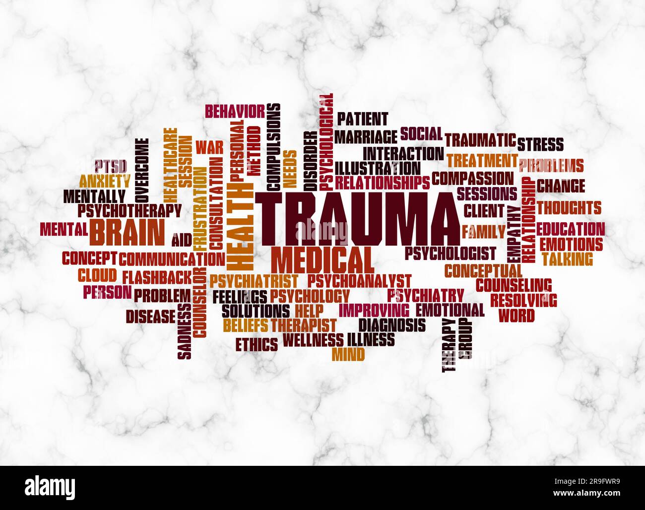 Word Cloud with TRAUMA concept create with text only Stock Photo - Alamy