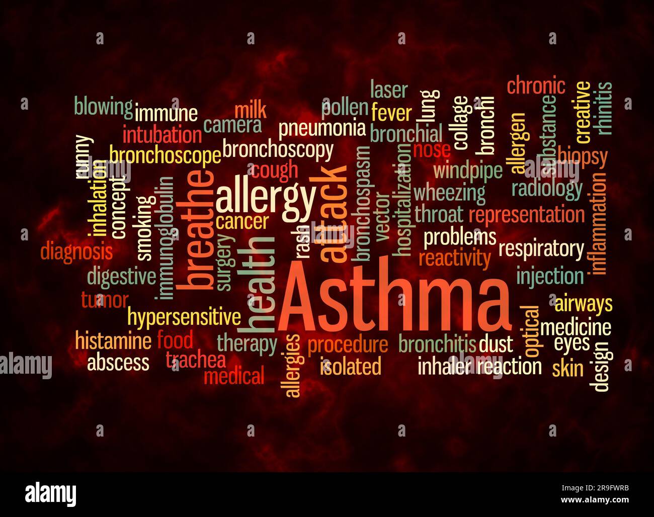 Word Cloud with ASTHMA concept create with text only Stock Photo - Alamy