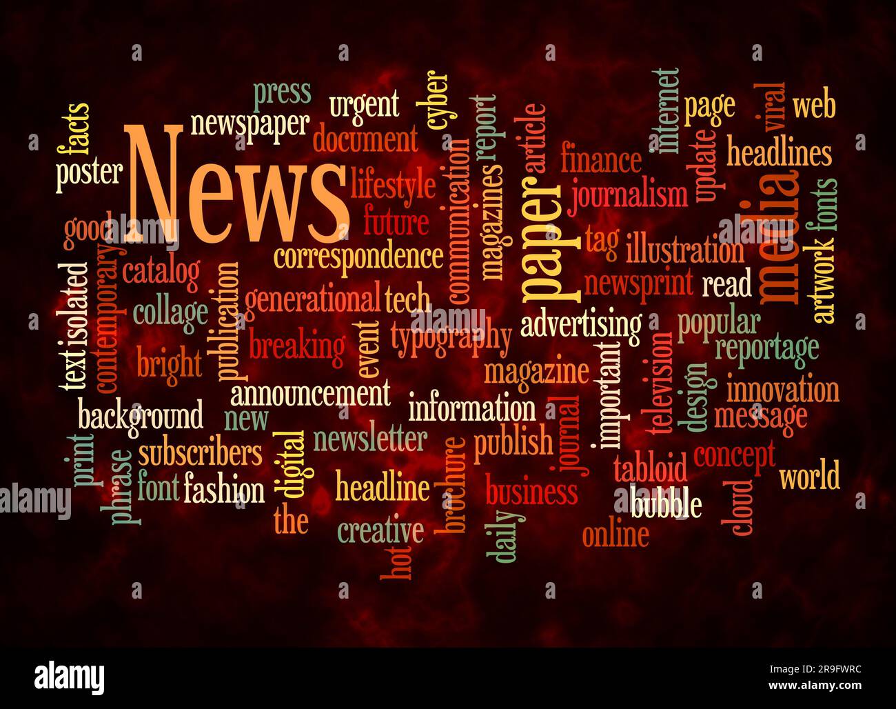 Word Cloud with NEWS concept create with text only Stock Photo - Alamy