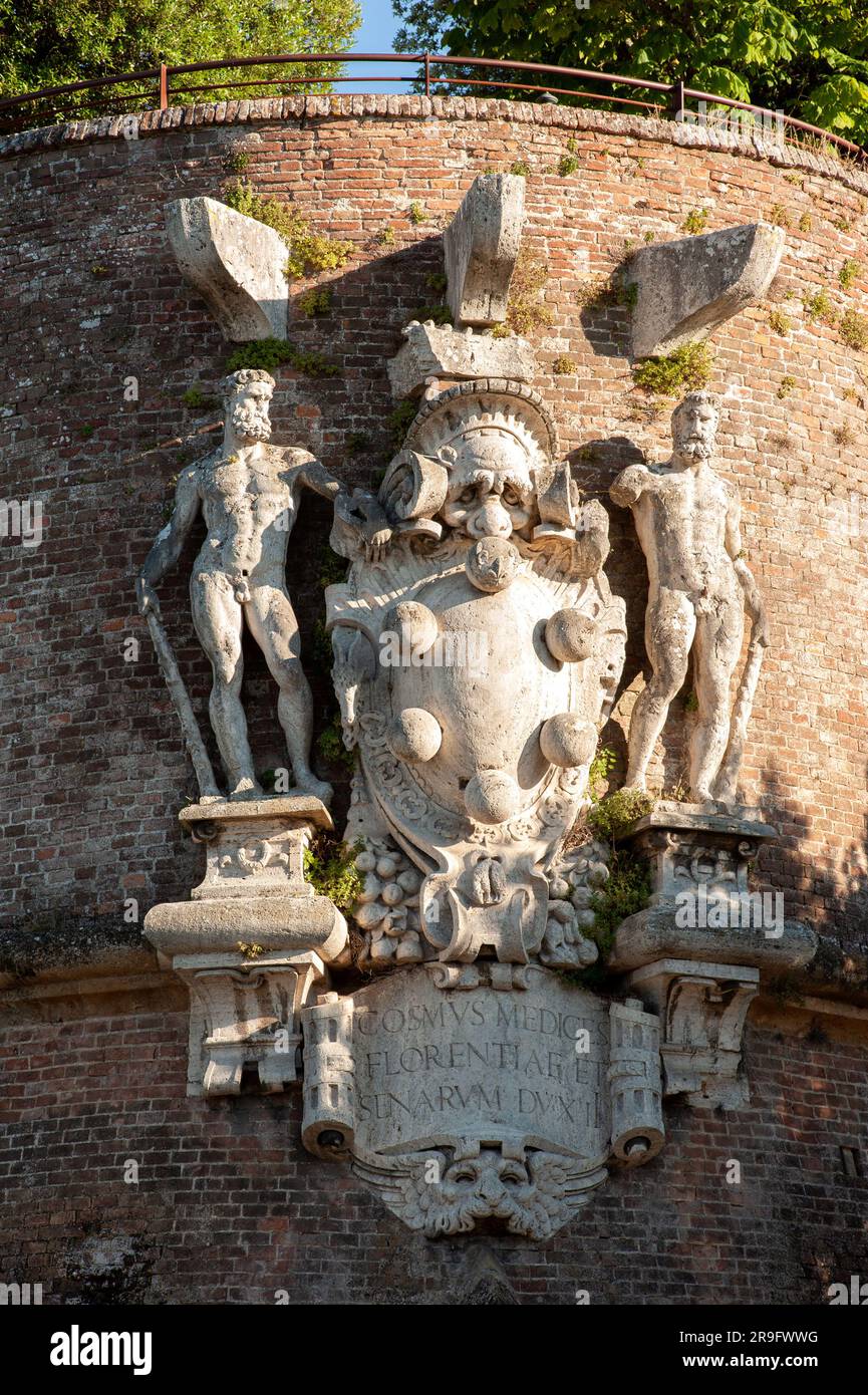 The Duke Cosimo coat of arms, on the Medici fortress bastion (called ...
