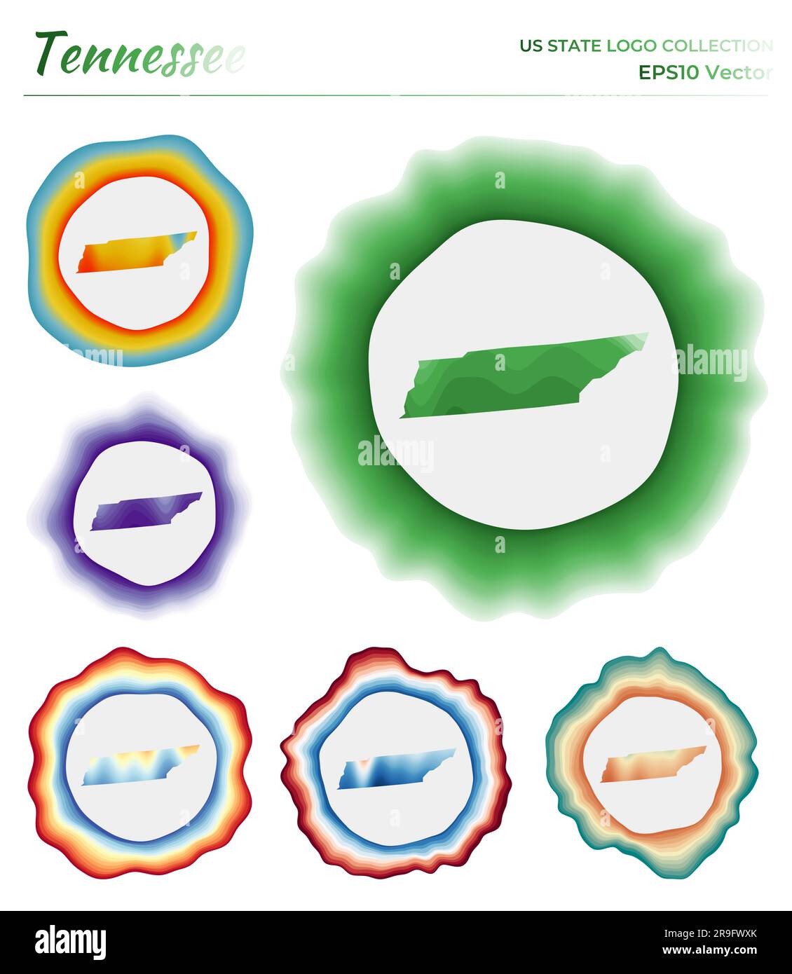 Tennessee logo collection. Colorful badge of the US state. Layers ...