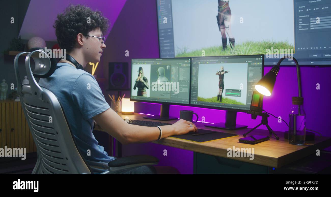 Young 3D designer draws video game character, creates animation ...