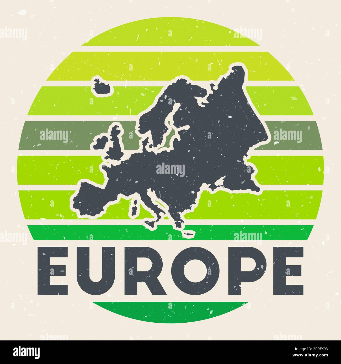 Europe logo. Sign with the map of the continent and colored stripes ...