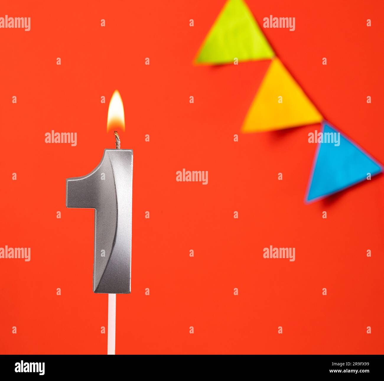 Birthday candle number 1 - Invitation card in orange background Stock ...