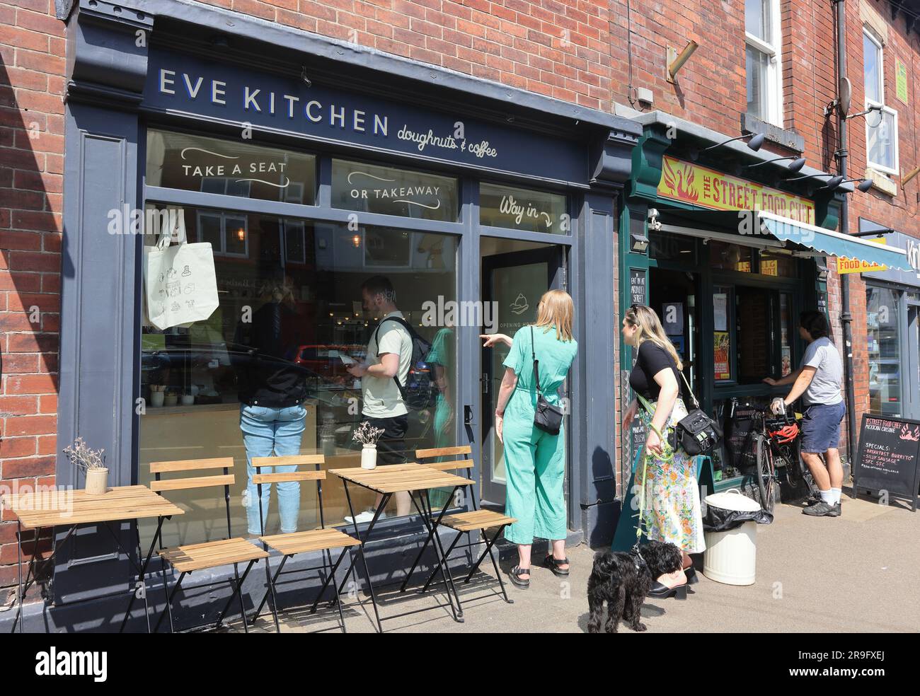 Shops and cafes on cool Sharrow Vale Road, a suburb in southern ...