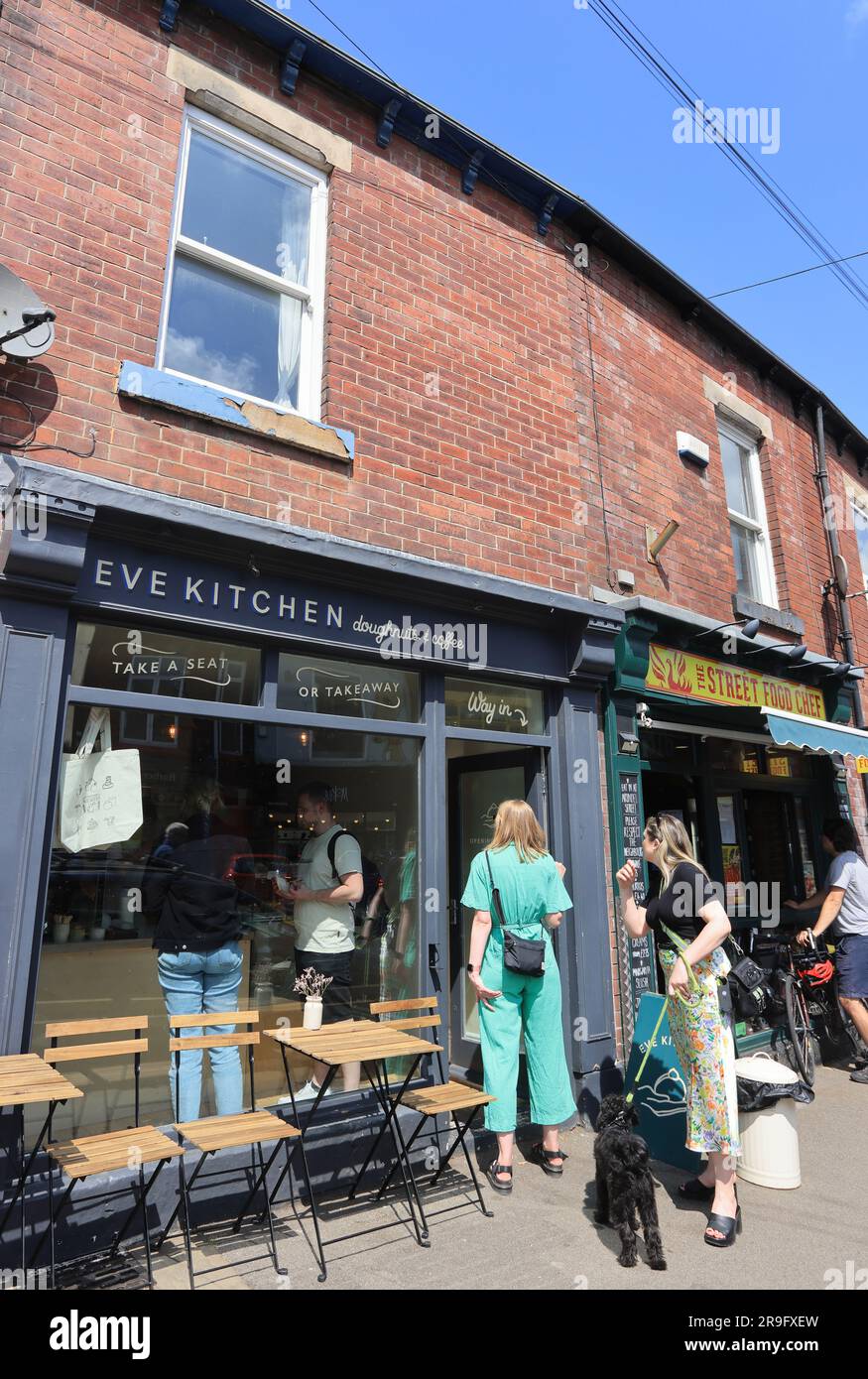 Shops and cafes on cool Sharrow Vale Road, a suburb in southern ...