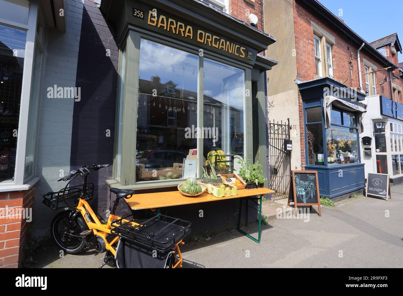 Shops and cafes on cool Sharrow Vale Road, a suburb in southern ...