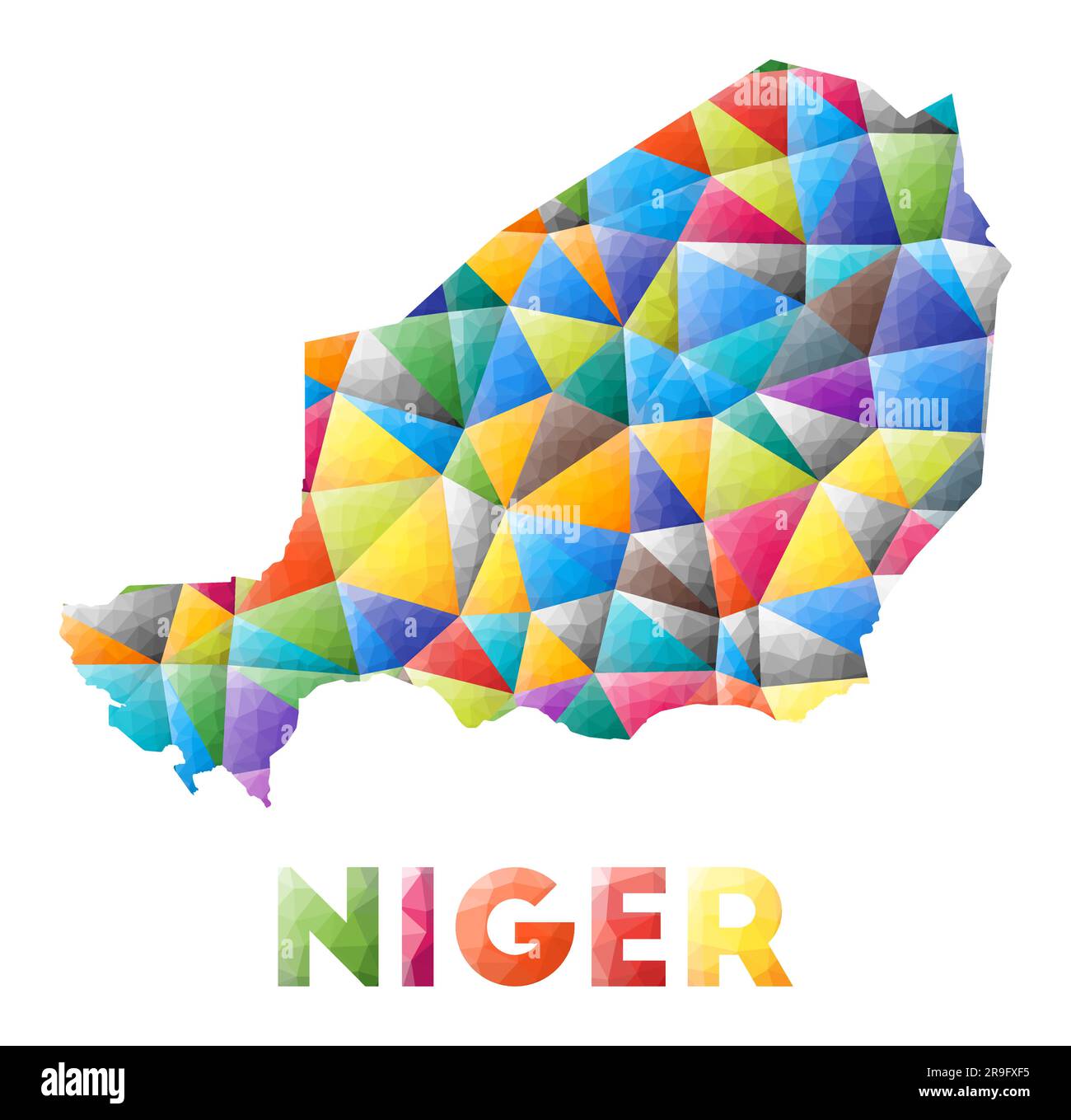 Niger - colorful low poly country shape. Multicolor geometric triangles ...