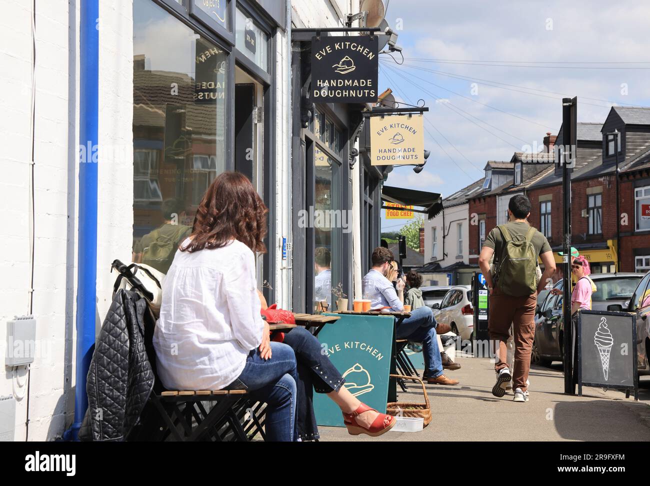 Shops and cafes on cool Sharrow Vale Road, a suburb in southern ...