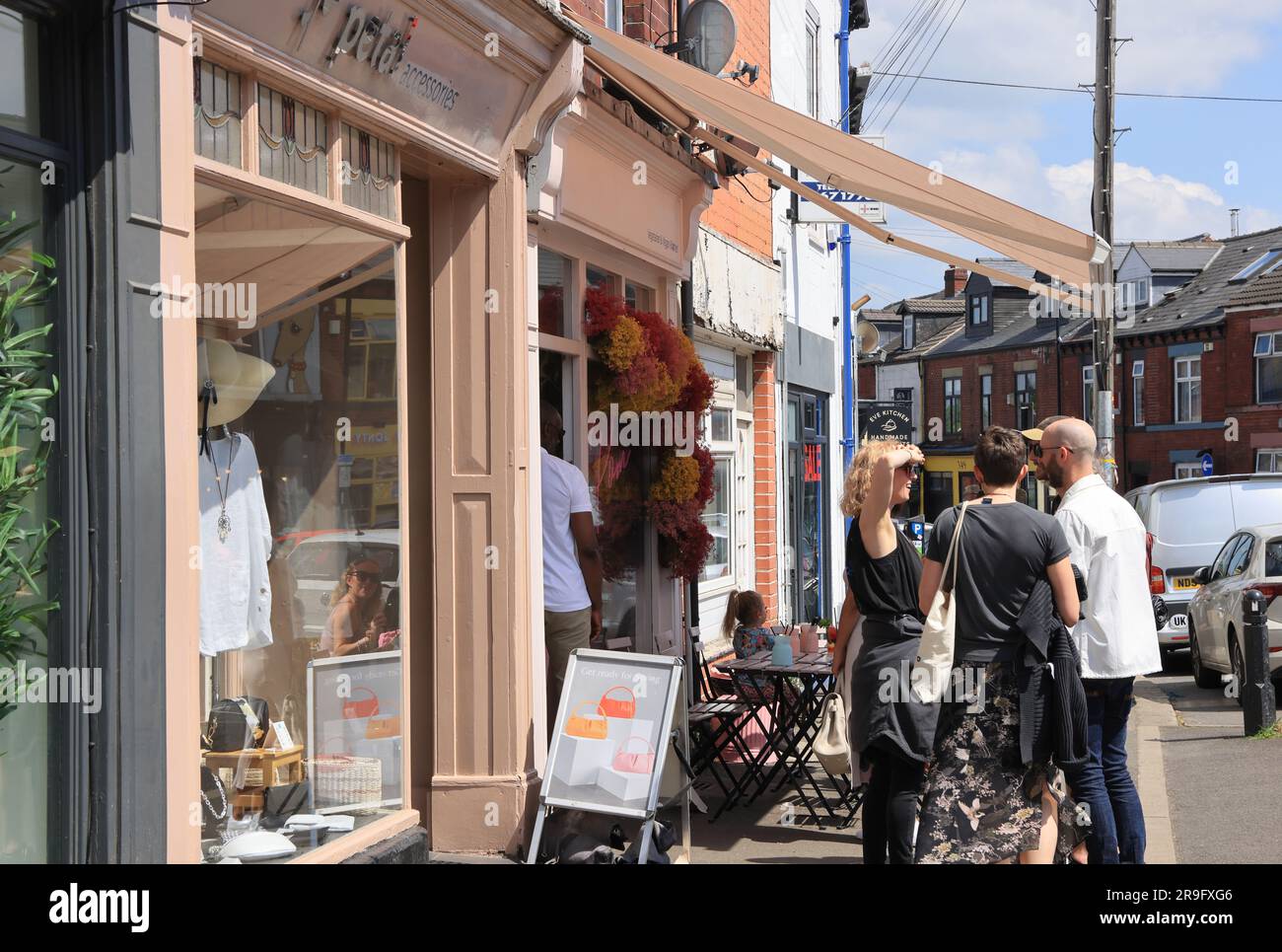 Shops and cafes on cool Sharrow Vale Road, a suburb in southern ...