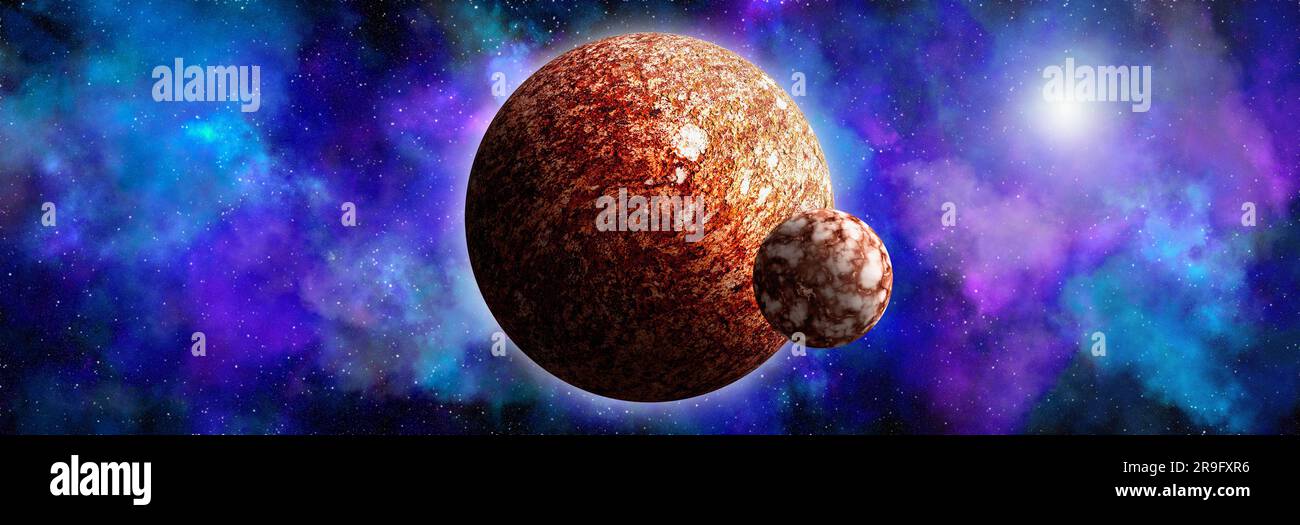 Unknown planet from outer space. Space nebula. Cosmic cluster of stars ...