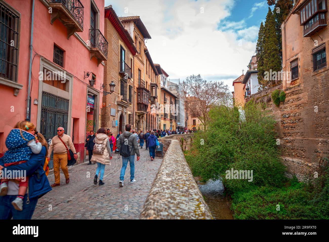 Granada, Spain-Feb 26, 2022: The stone bridge and traditional moorish ...
