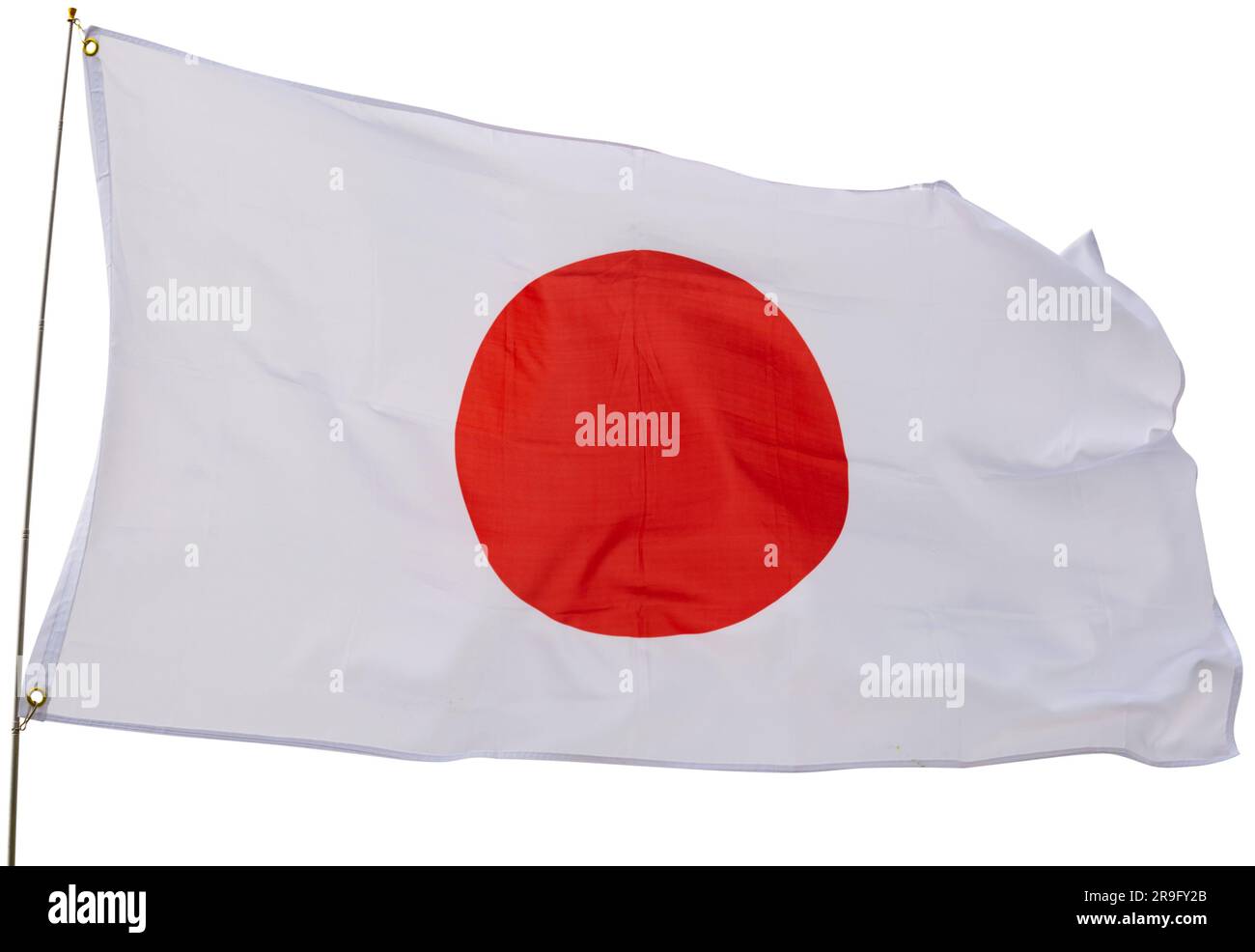 Flag of Japan waving on white background Stock Photo - Alamy