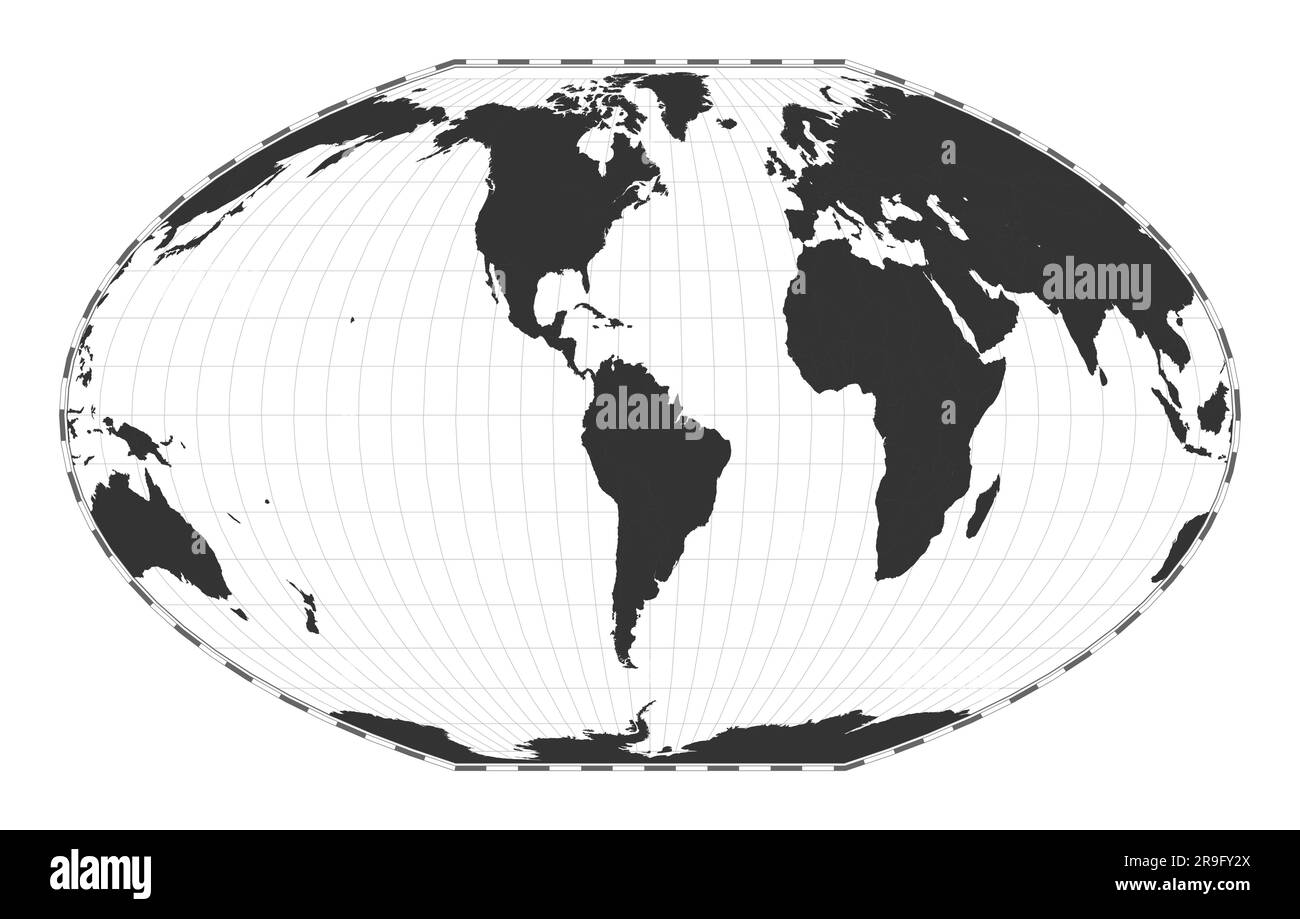 World map flat longitude latitude Black and White Stock Photos & Images ...