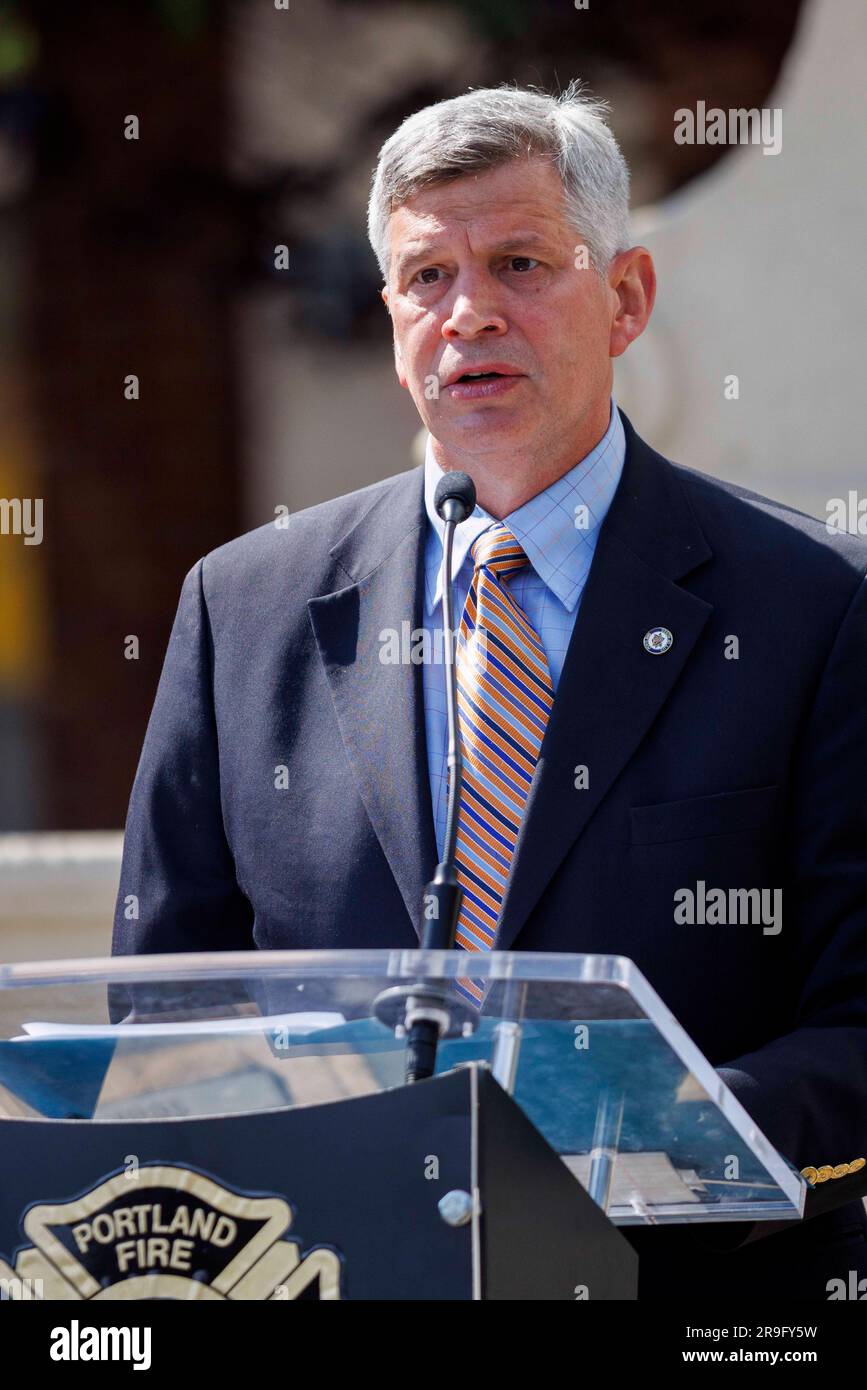 Portland, USA. 26th June, 2023. City Council Member Rene Gonzalez is ...