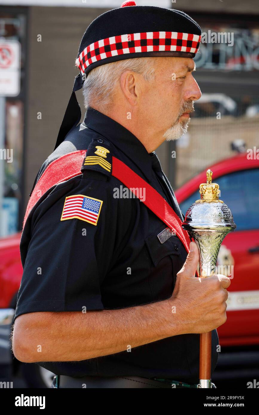Portland, USA. 26th June, 2023. Terry Munro is the drum major for the ...