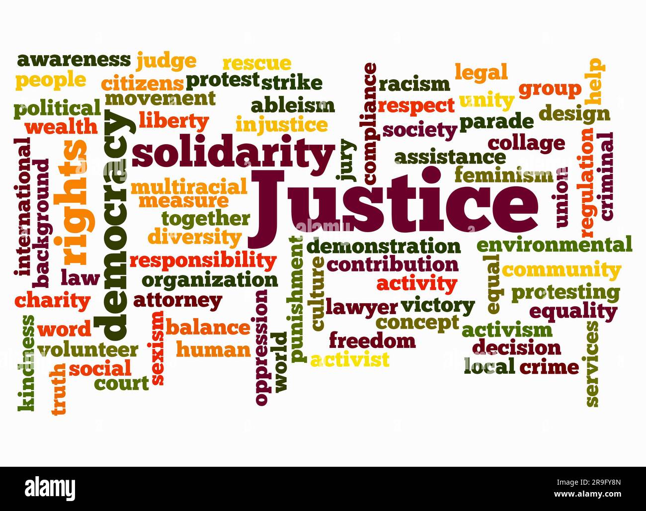 Word Cloud with JUSTICE concept create with text only Stock Photo - Alamy